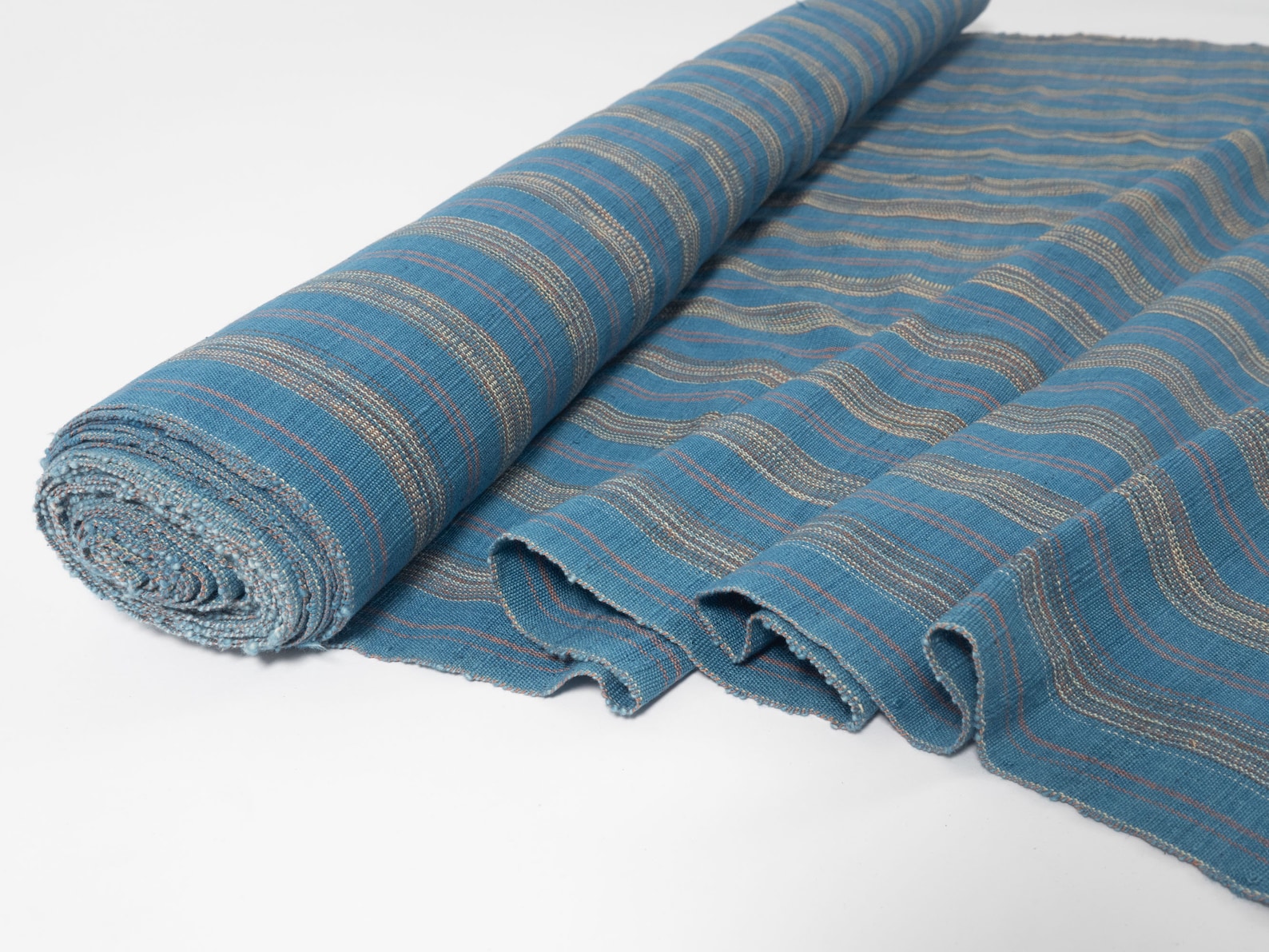 Handwoven Indigo Striped Cotton Fabric | Natural Dyes | Pure Cotton ...