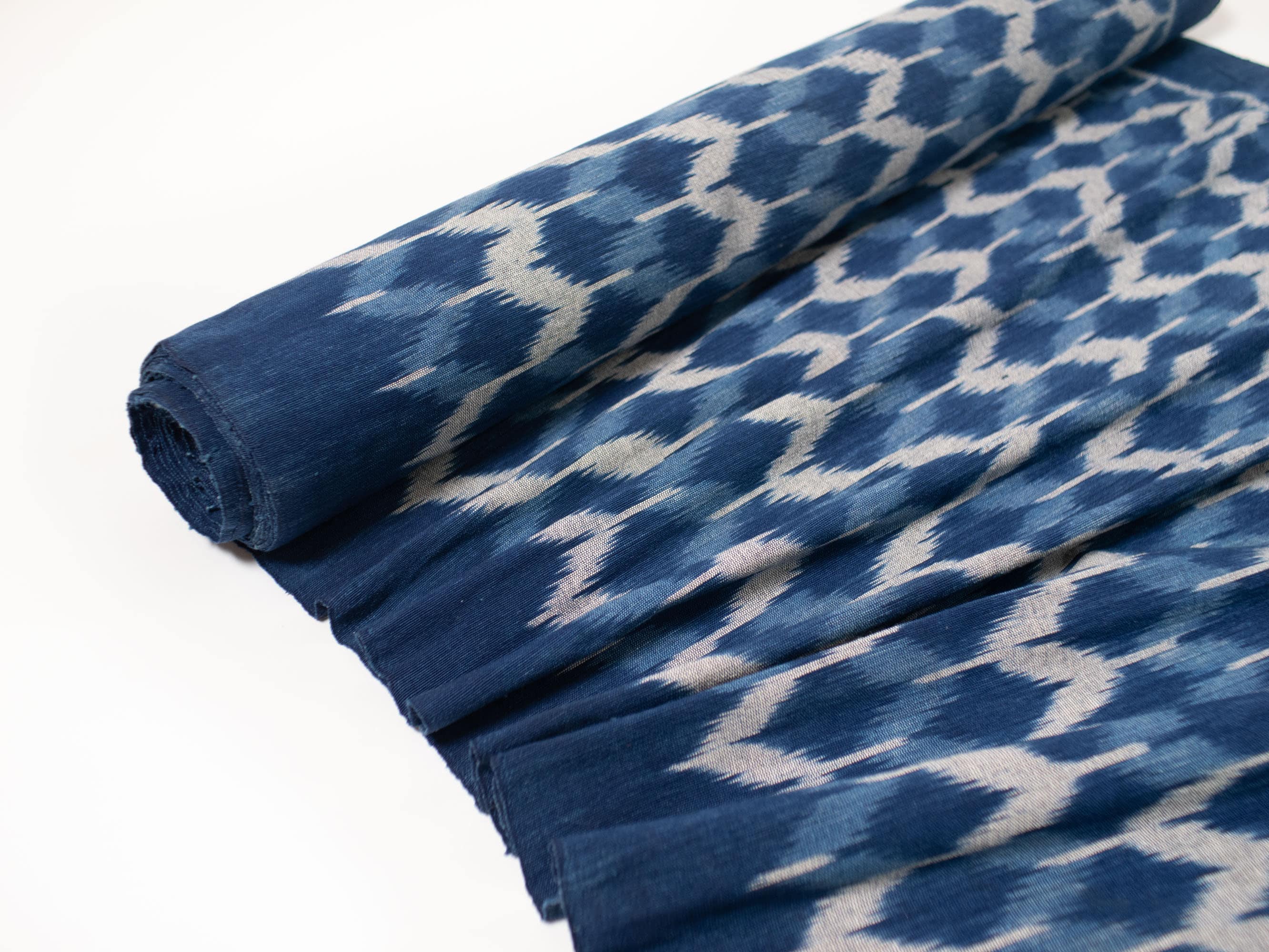 Handwoven Indigo Ikat Wave Pattern Fabric | Natural Dye | Pure Cotton ...
