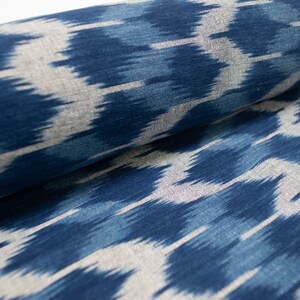 Handwoven Indigo Ikat Wave Pattern Fabric | Natural Dye | Pure Cotton ...