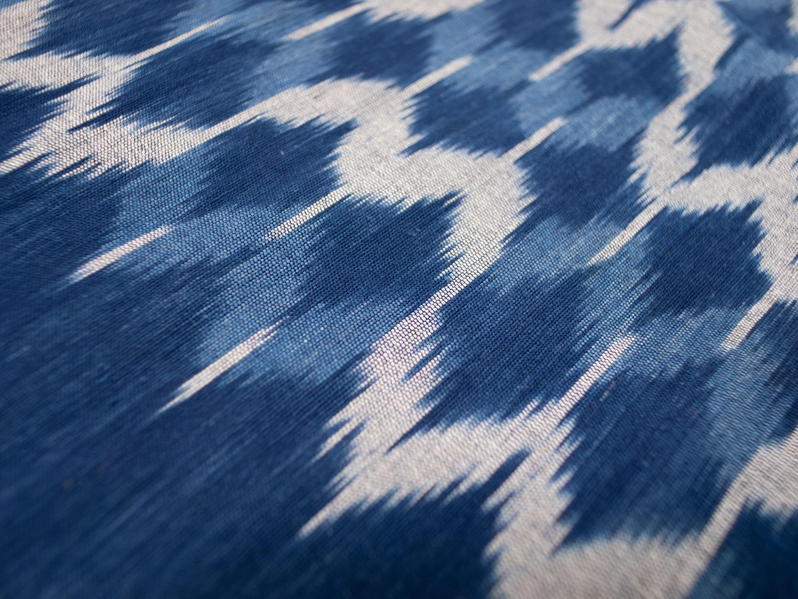 Handwoven Indigo Ikat Wave Pattern Fabric | Natural Dye | Pure Cotton ...
