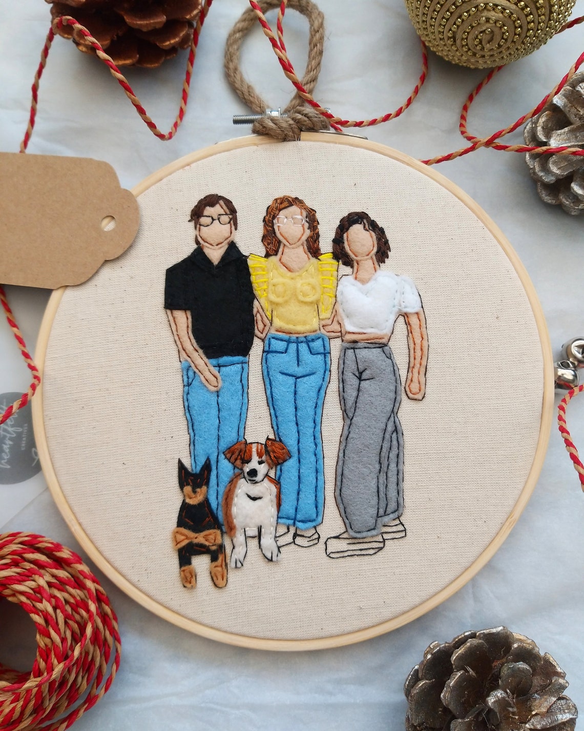 Custom Handmade Personalised Embroidery Embroidered Family - Etsy