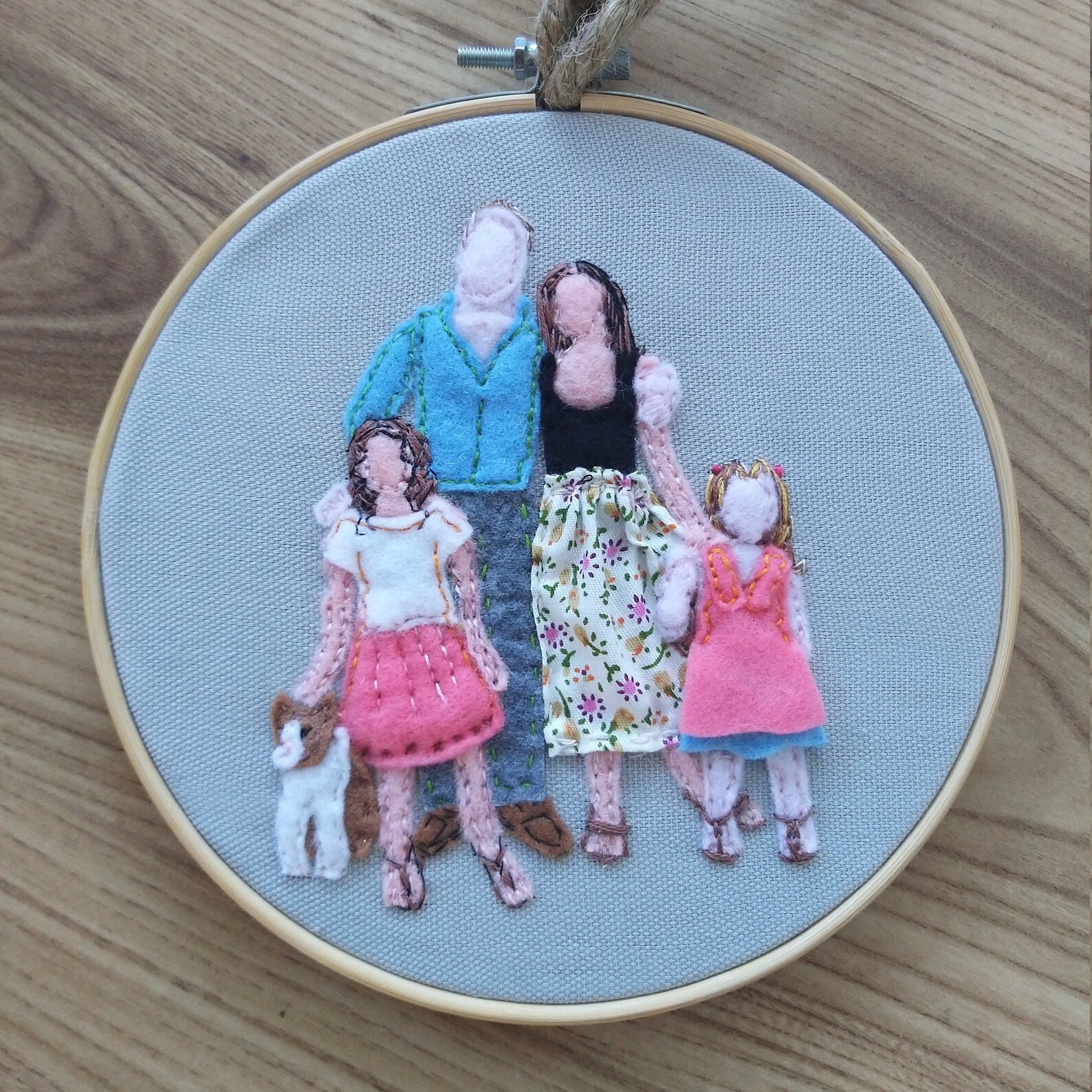 Custom Handmade Personalised Embroidery Embroidered Family | Etsy