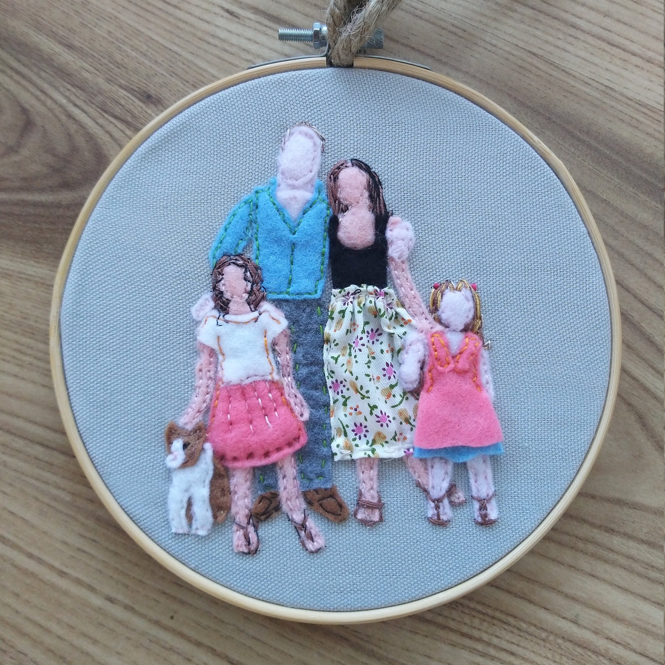 Custom Handmade Personalised Embroidery Embroidered Family | Etsy