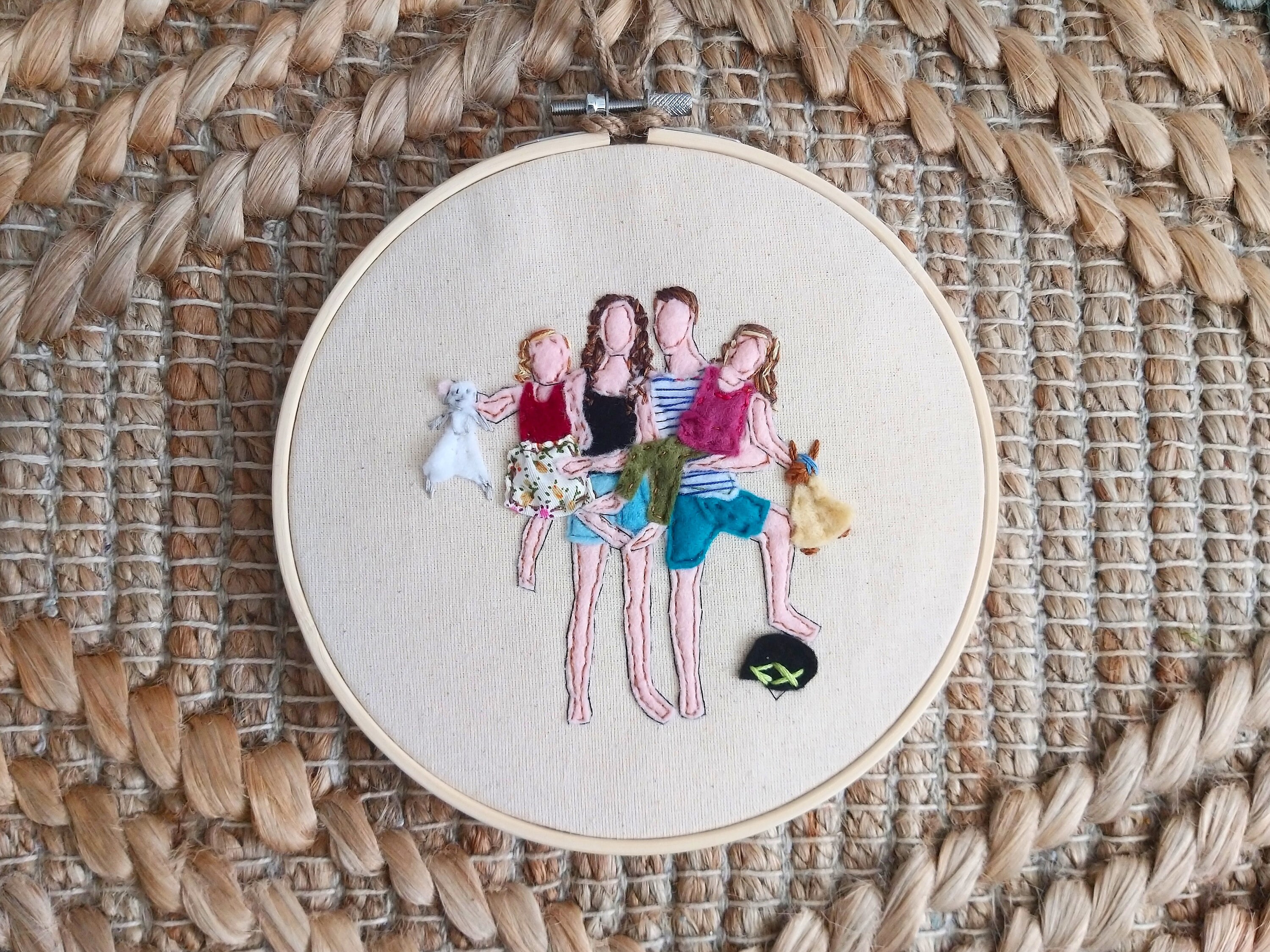 Custom Handmade, Personalised Embroidery, Embroidered Family Portrait ...