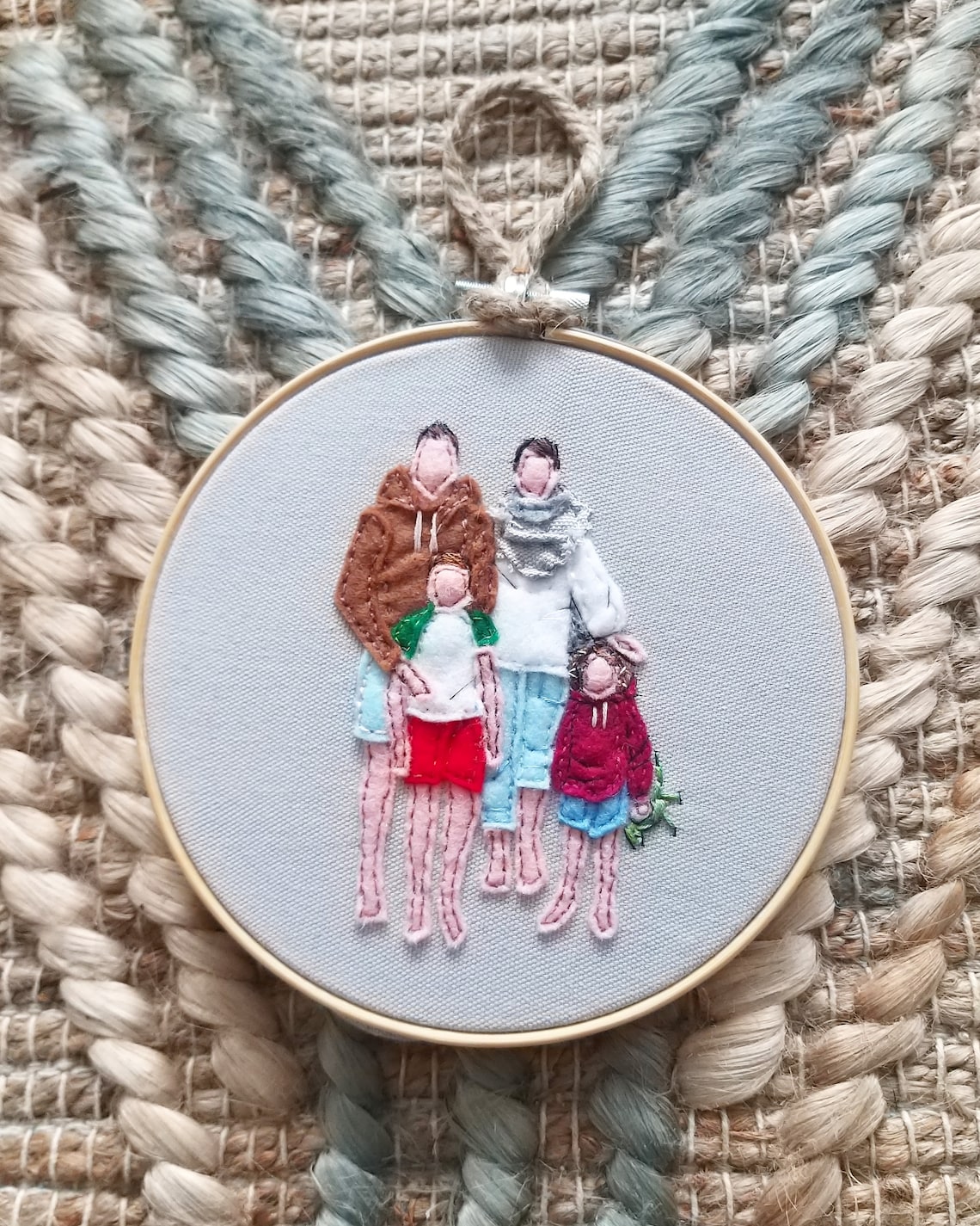 Custom Handmade Personalised Embroidery Embroidered Family | Etsy