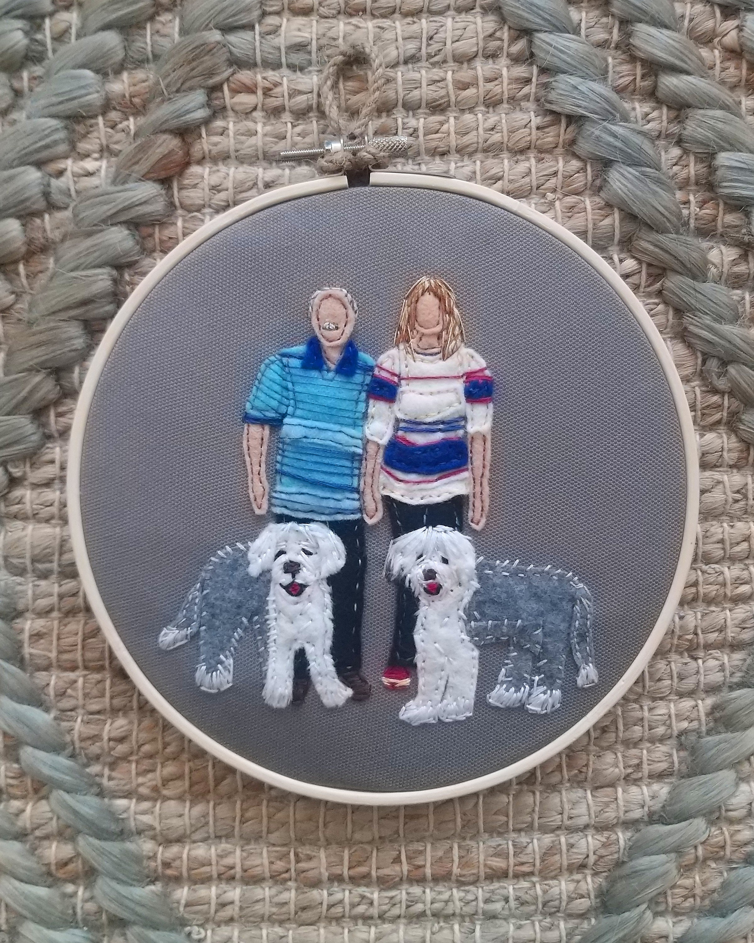 Custom Handmade, Personalised Embroidery, Embroidered Family Portrait ...