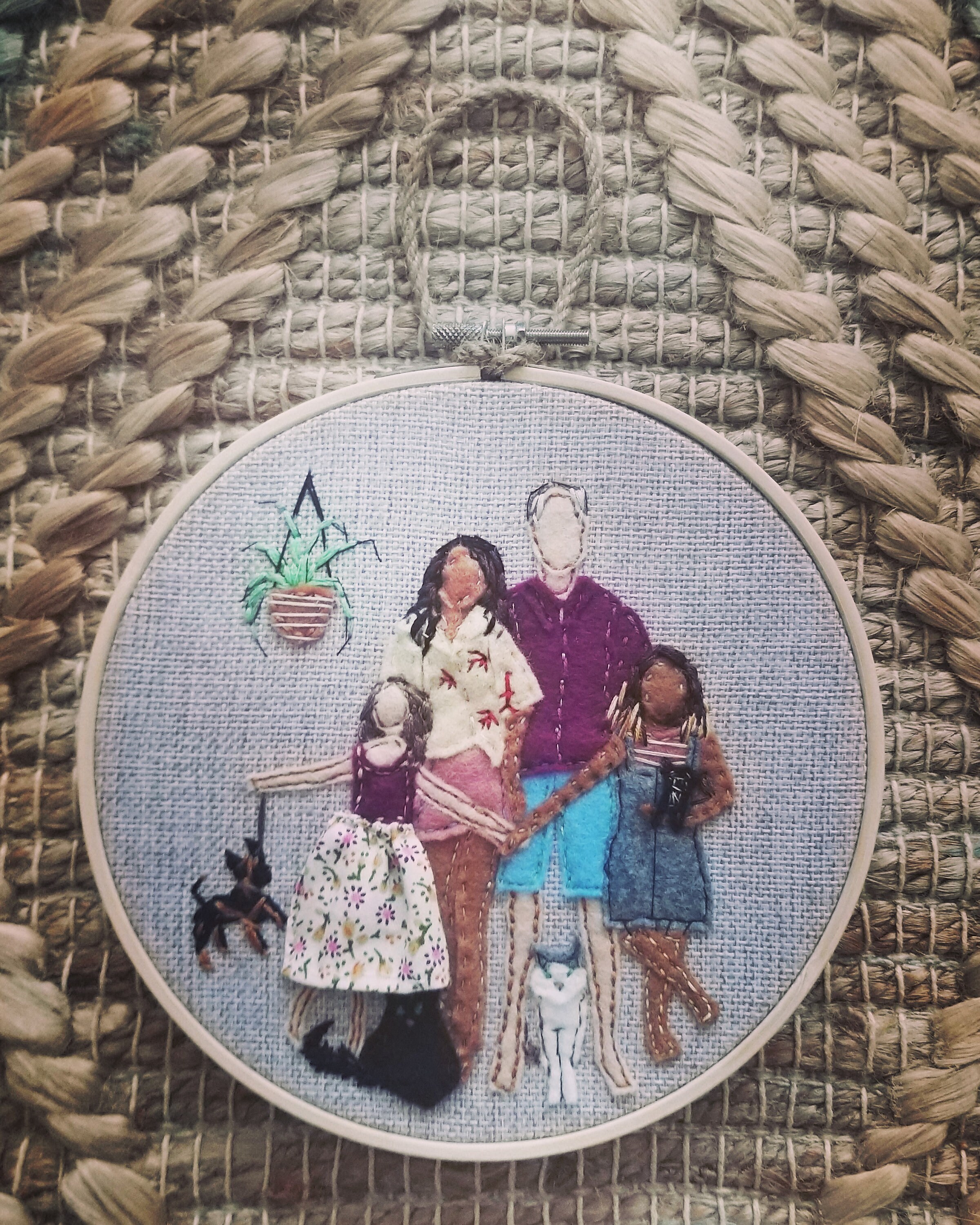 Custom Handmade Personalised Embroidery Embroidered Family | Etsy