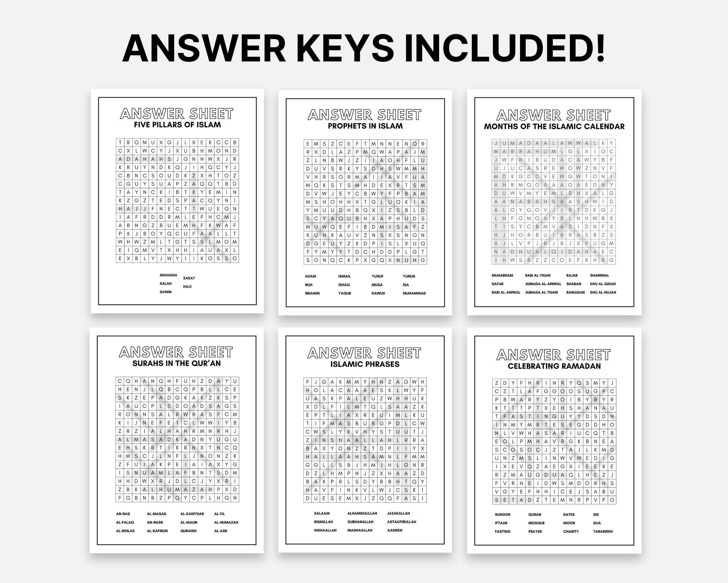 Printable Islamic Word Searches Bundle of 6, Fun Ramadan Activities ...