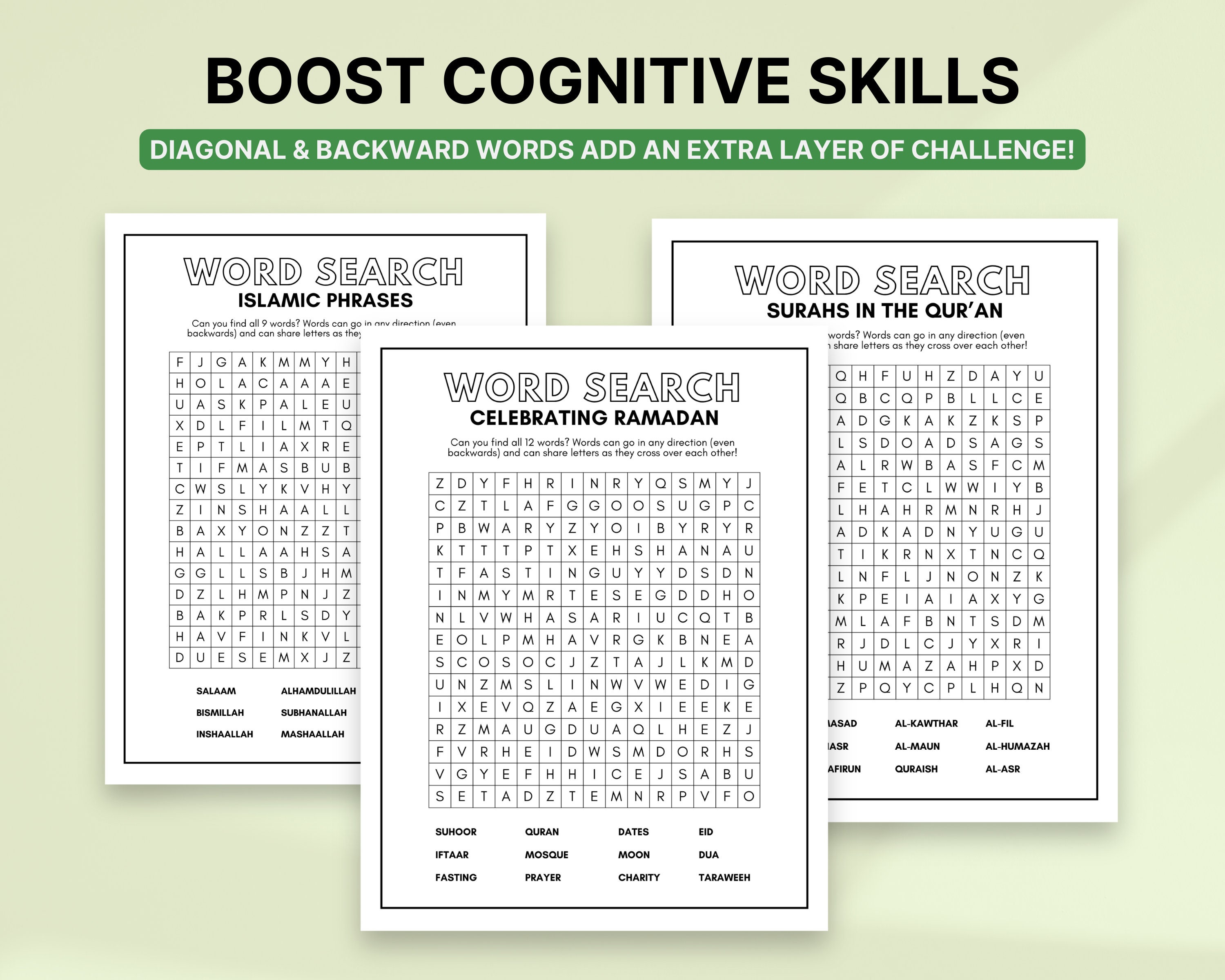 Printable Islamic Word Searches Bundle of 6, Fun Ramadan Activities ...