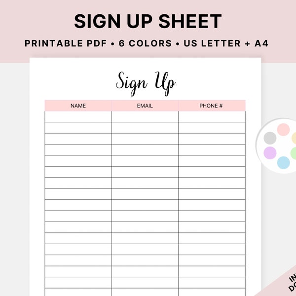 Printable Email Sign up Sheet - Etsy