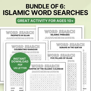 Printable Islamic Word Searches Bundle of 6, Fun Ramadan Activities ...