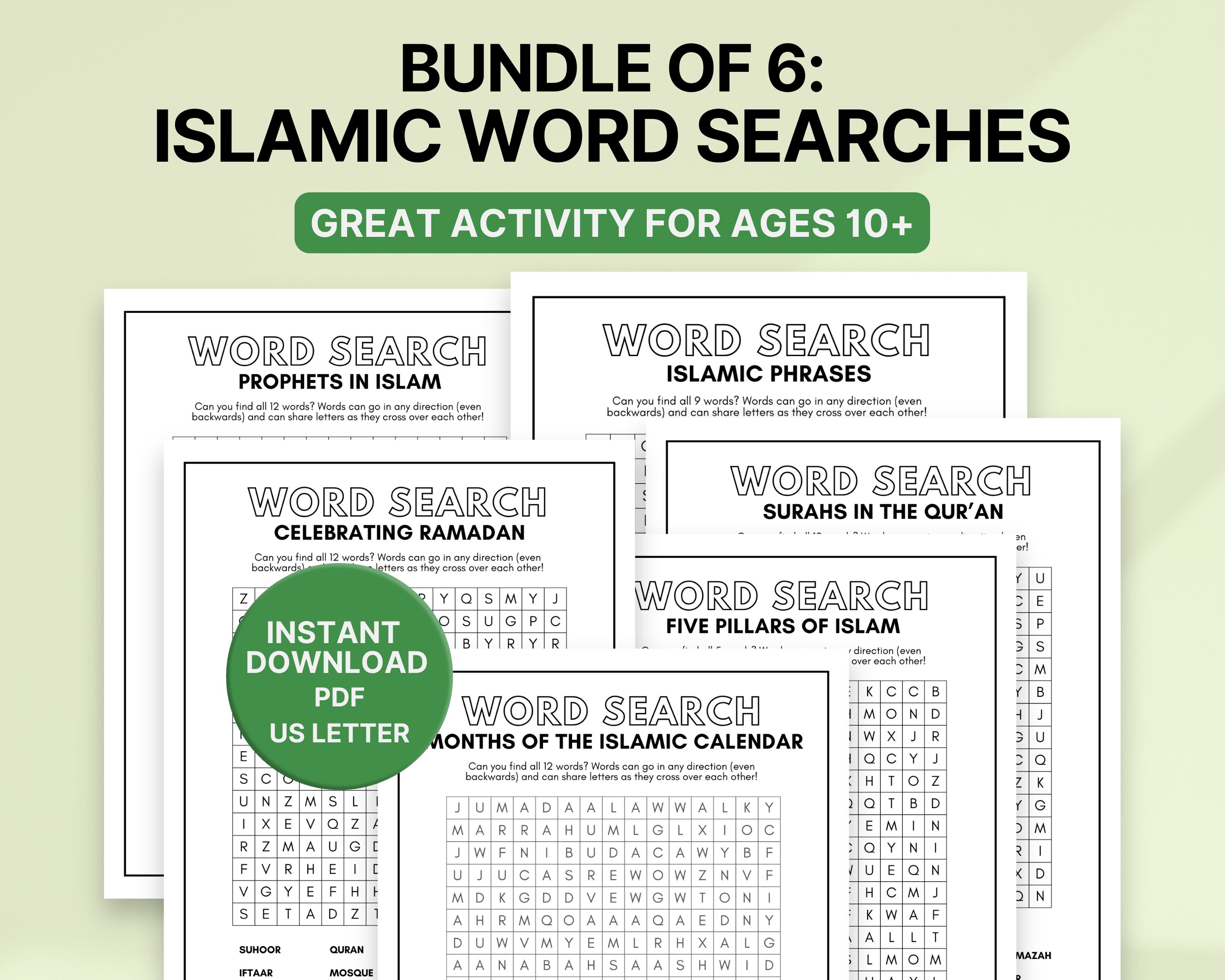 Printable Islamic Word Searches Bundle of 6, Fun Ramadan Activities ...