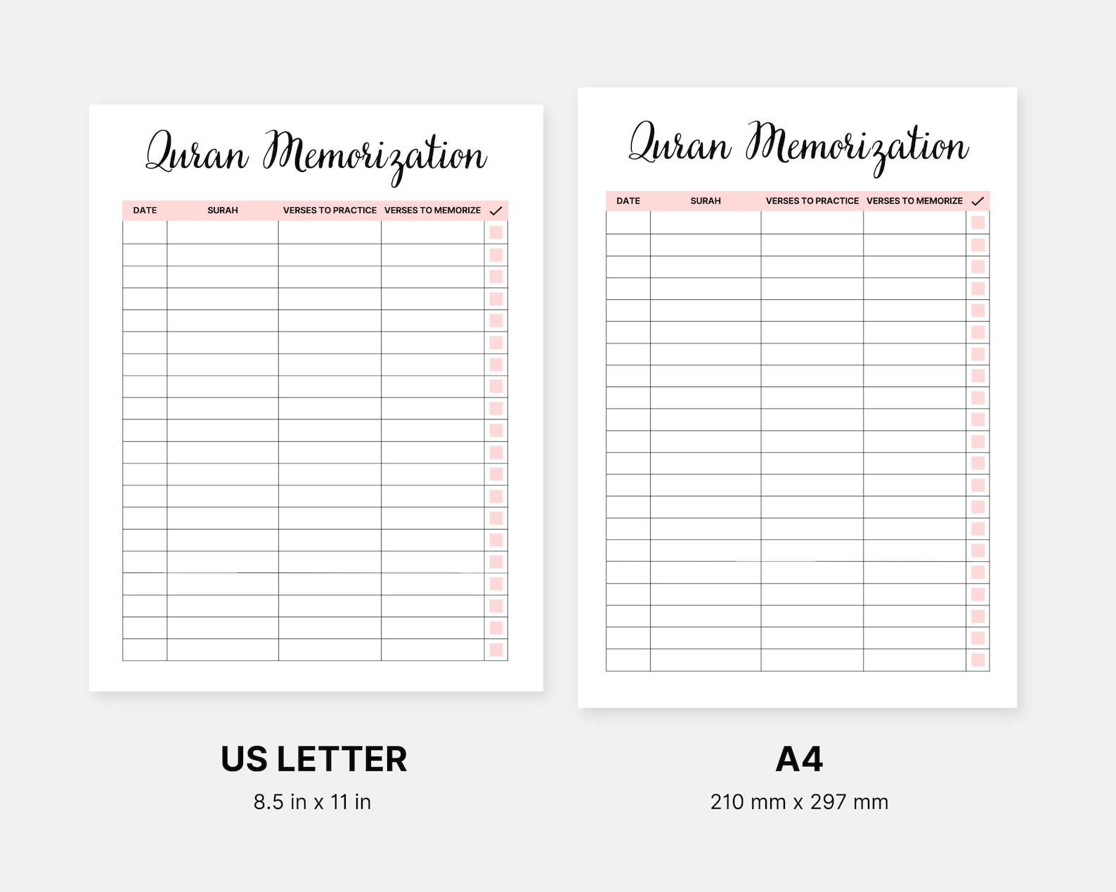Printable Quran Memorization Tracker, Hifz Log Sheet, Surah Recitation ...