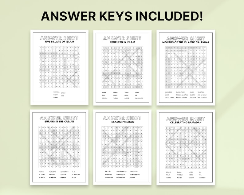 Printable Islamic Word Searches Bundle of 6, Fun Ramadan Activities ...