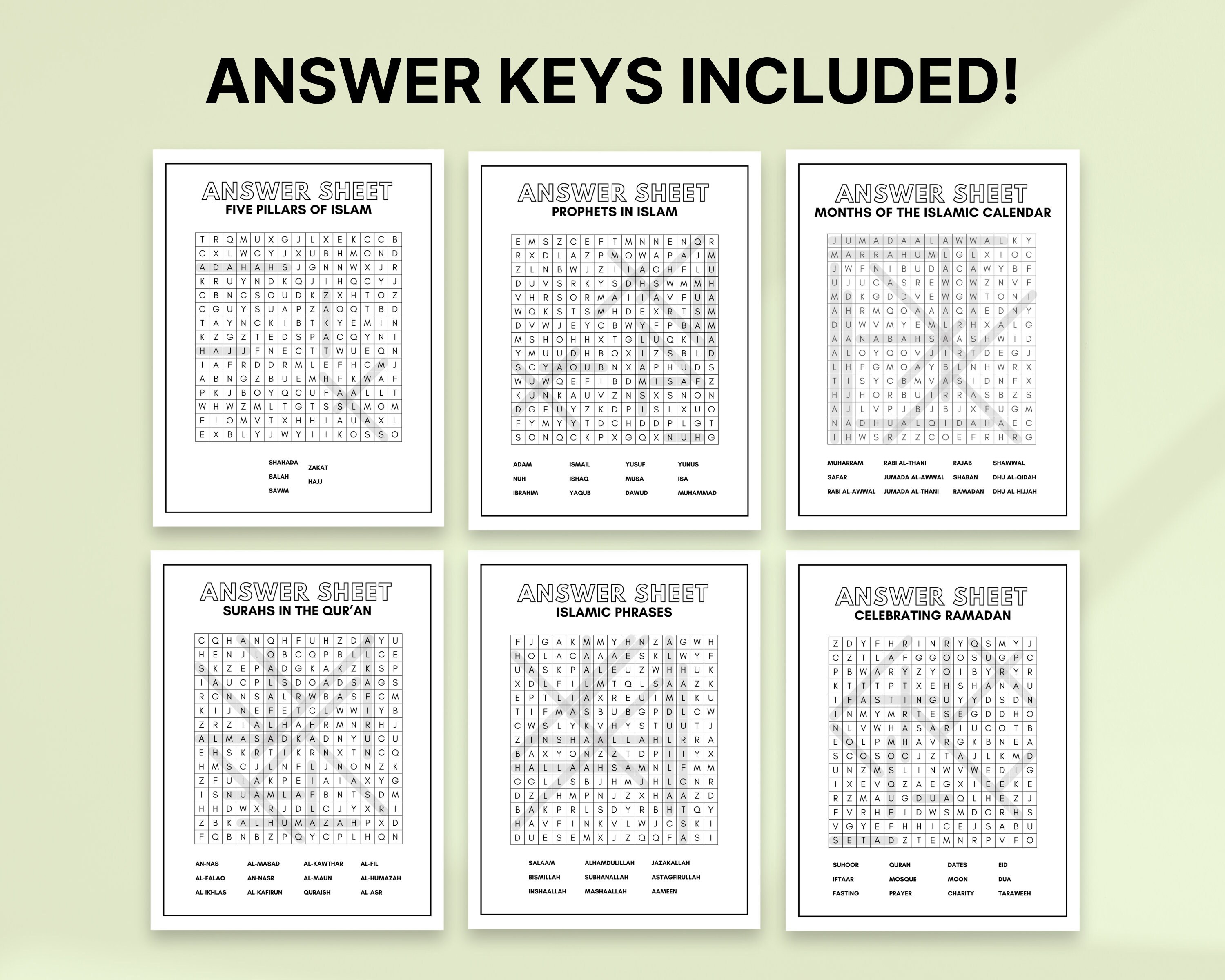 Printable Islamic Word Searches Bundle of 6, Fun Ramadan Activities ...
