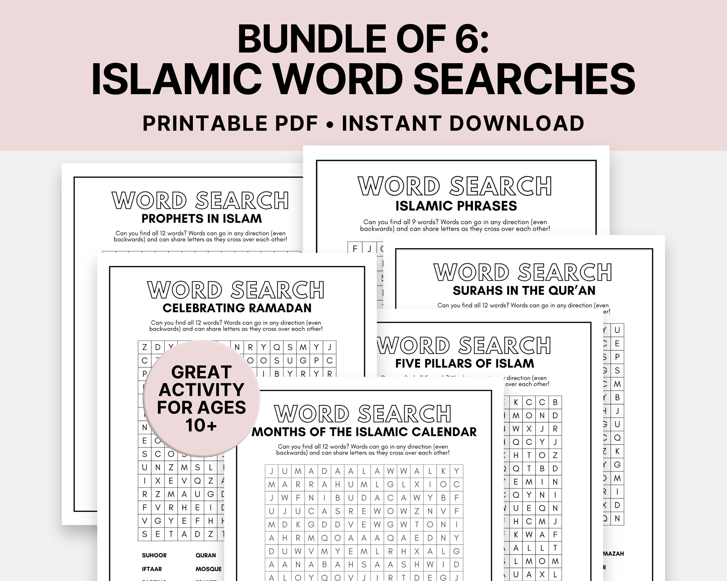 Printable Islamic Word Searches Bundle of 6, Educational Ramadan ...