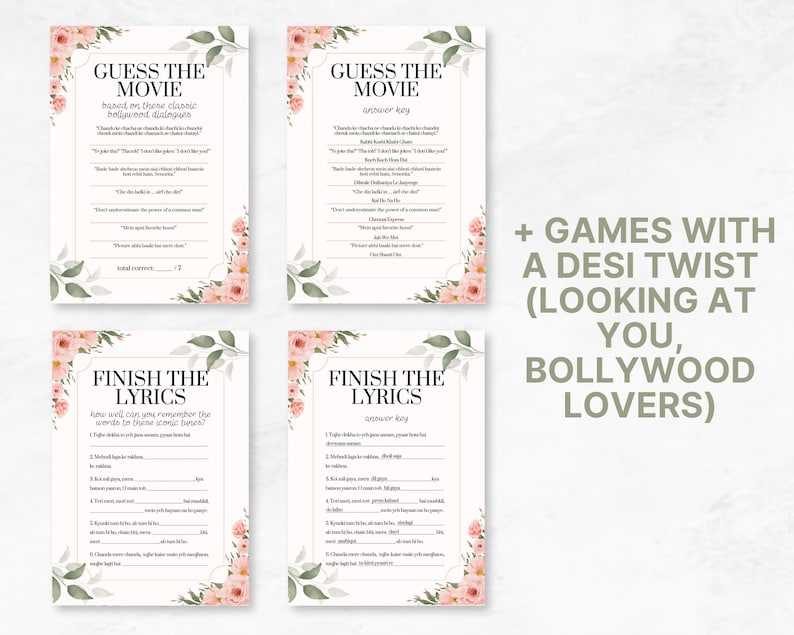 Printable Desi Bridal Shower Games Bundle, Pakistani/indian/south Asian ...