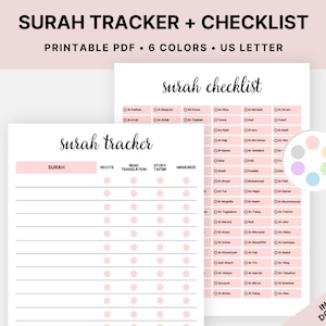 Printable Surah Tracker + Checklist, Quran Reading Tracker, Hifz ...