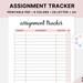Printable Assignment Tracker Assignment Log Homework | Etsy