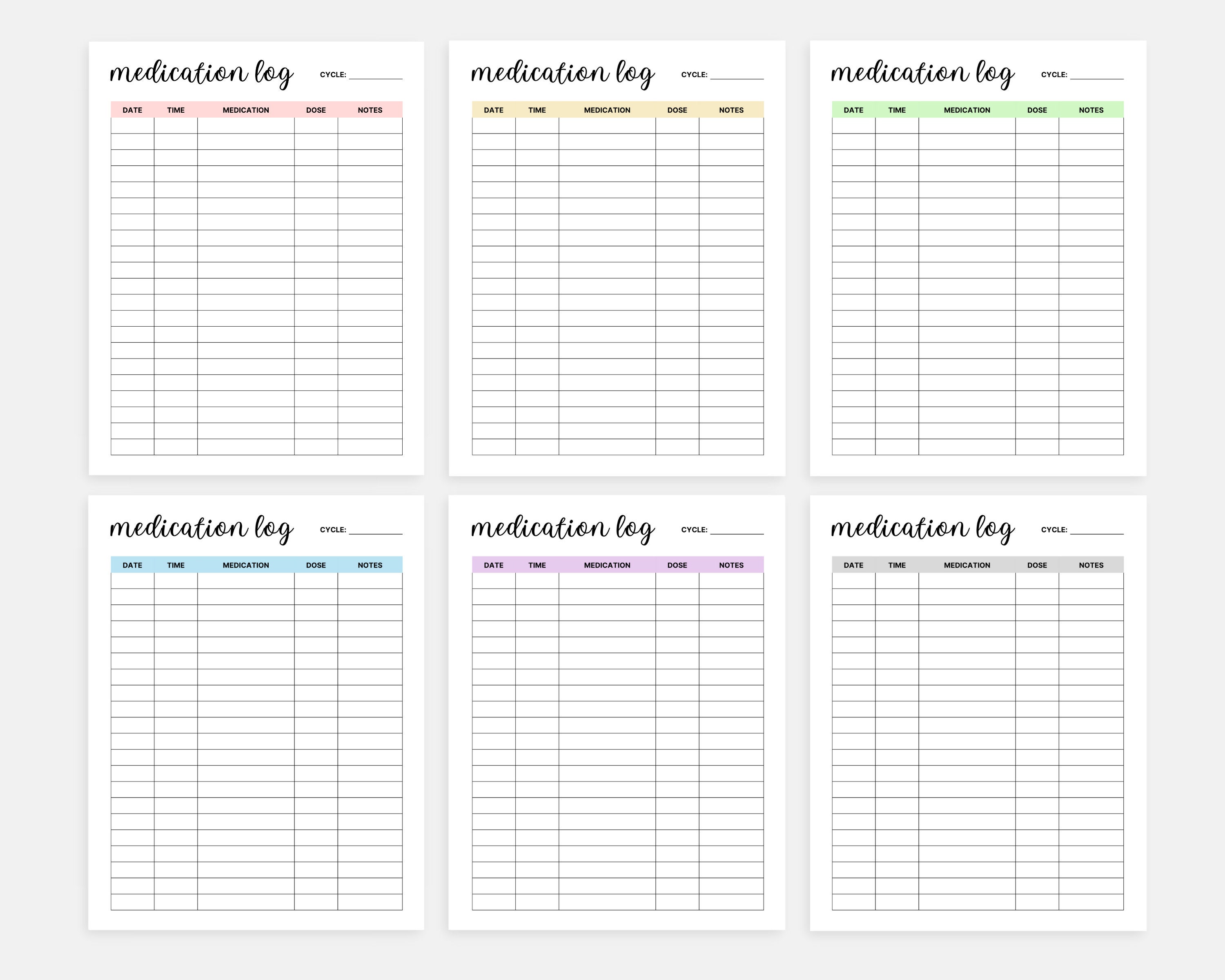 Printable Medication Log & Tracker, Monthly Medicine Tracking Sheet ...