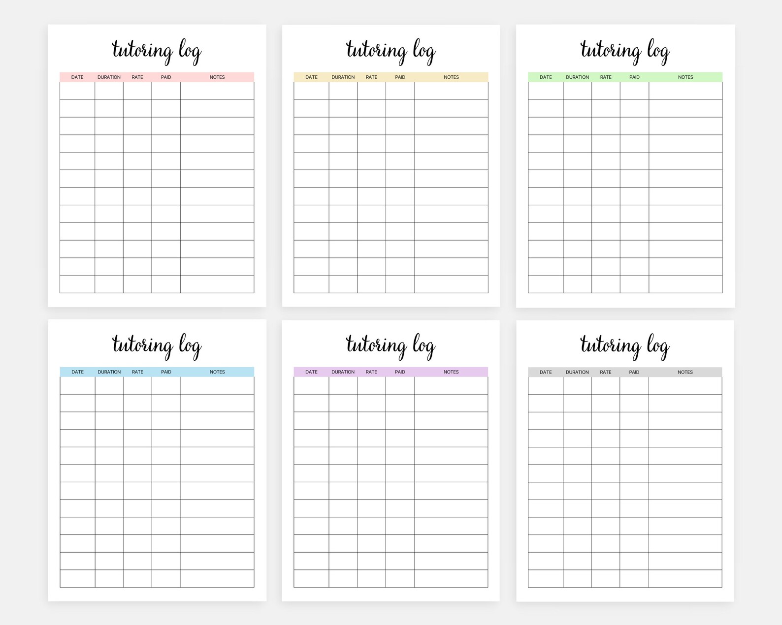 Printable Tutoring Log, Basic Tutoring Tracking Sheet, Income Tracker ...
