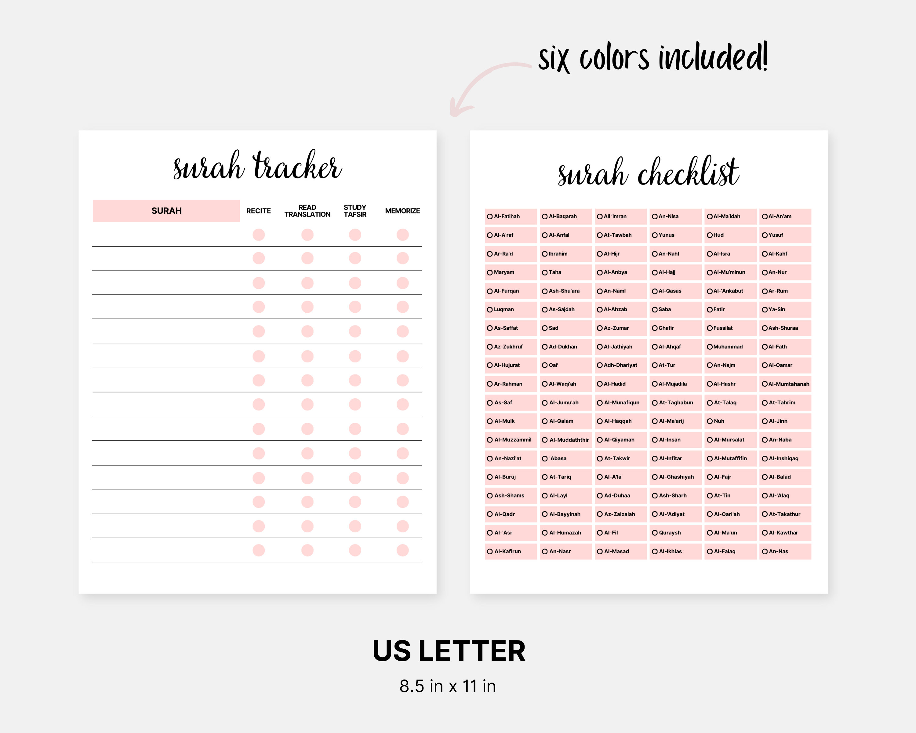 Printable Surah Tracker + Checklist, Quran Reading Tracker, Hifz ...