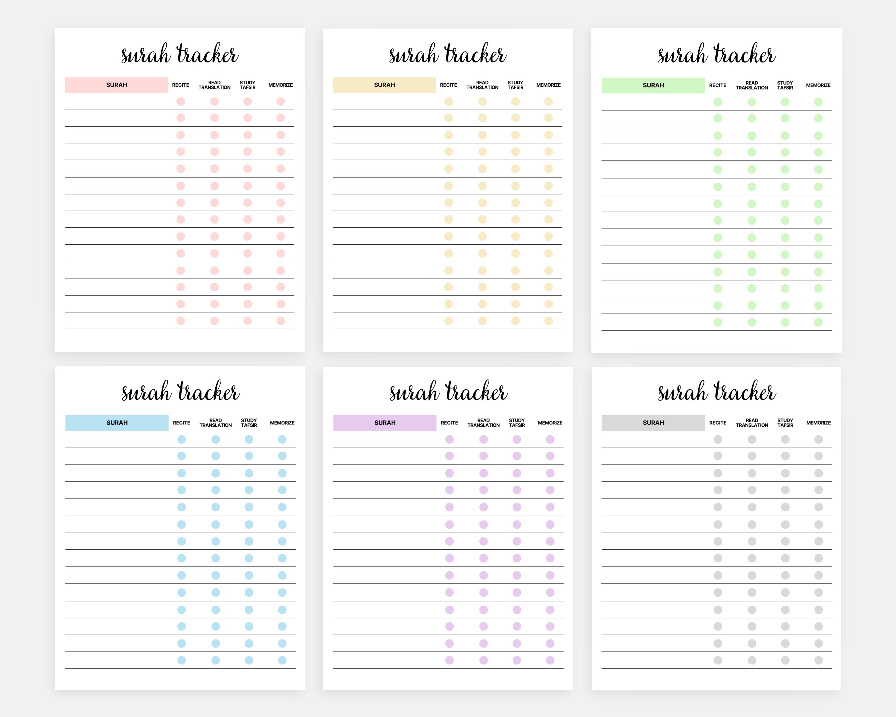 Printable Surah Tracker + Checklist, Quran Reading Tracker, Hifz ...