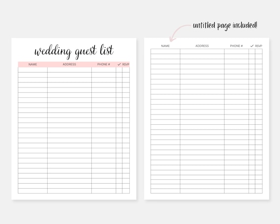 Lista De Invitados A La Boda Imprimible En Pdf