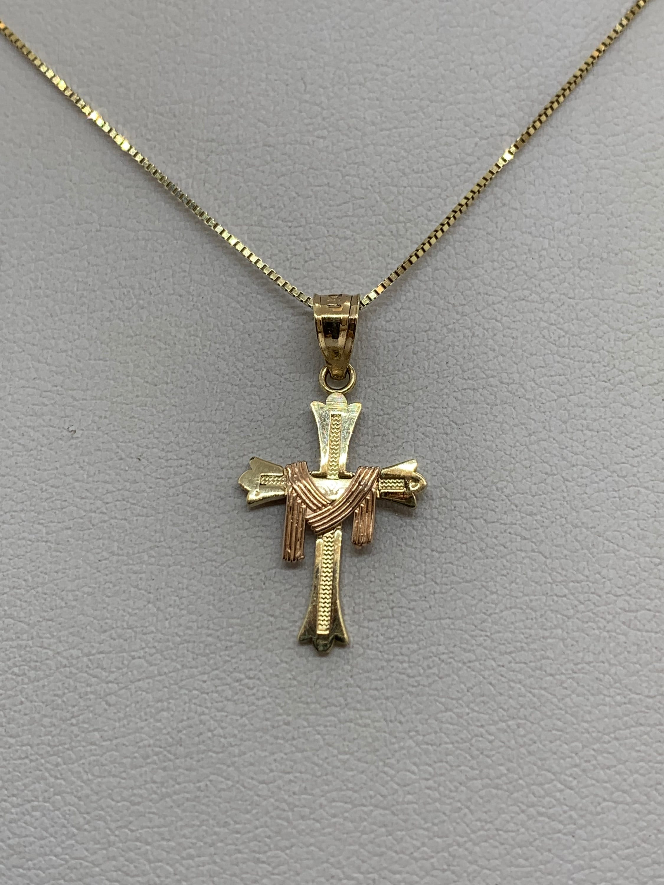 Classic Cross With Robe Pendant 14k Solid 2 Tone Gold Charm - Etsy