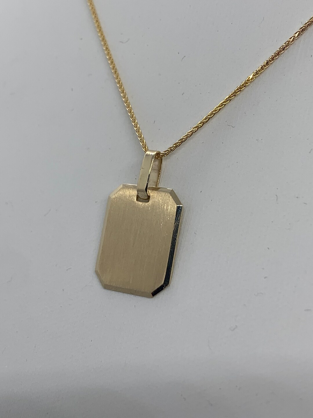 14k Solid Gold Disc/dog Tag Pendant/charm Minimalist Necklace With ...