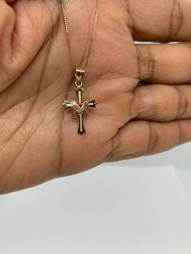 Classic Cross With Robe Pendant 14k Solid 2 Tone Gold Charm - Etsy