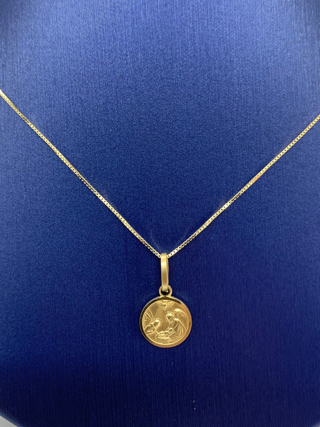 14k Solid Gold Baptism Pendant Necklace: Dainty Charm, Box Chain - Etsy