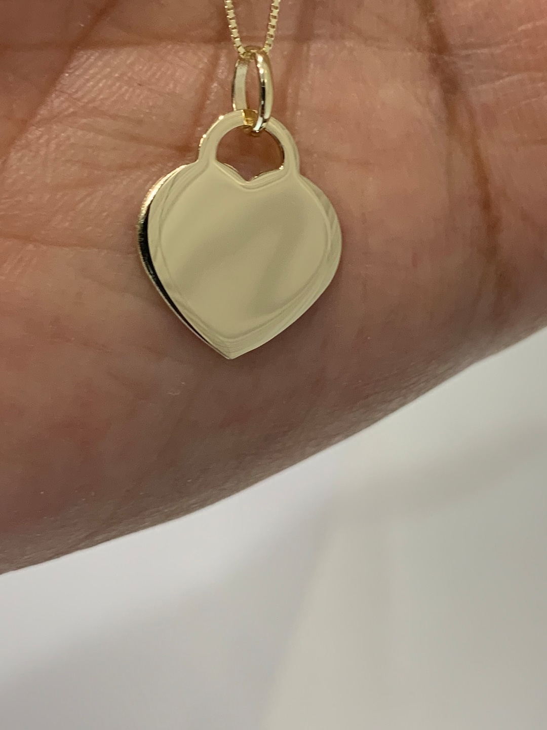 14k Solid Gold Heart Pendant/charm Minimalist Necklace With Box Chain ...