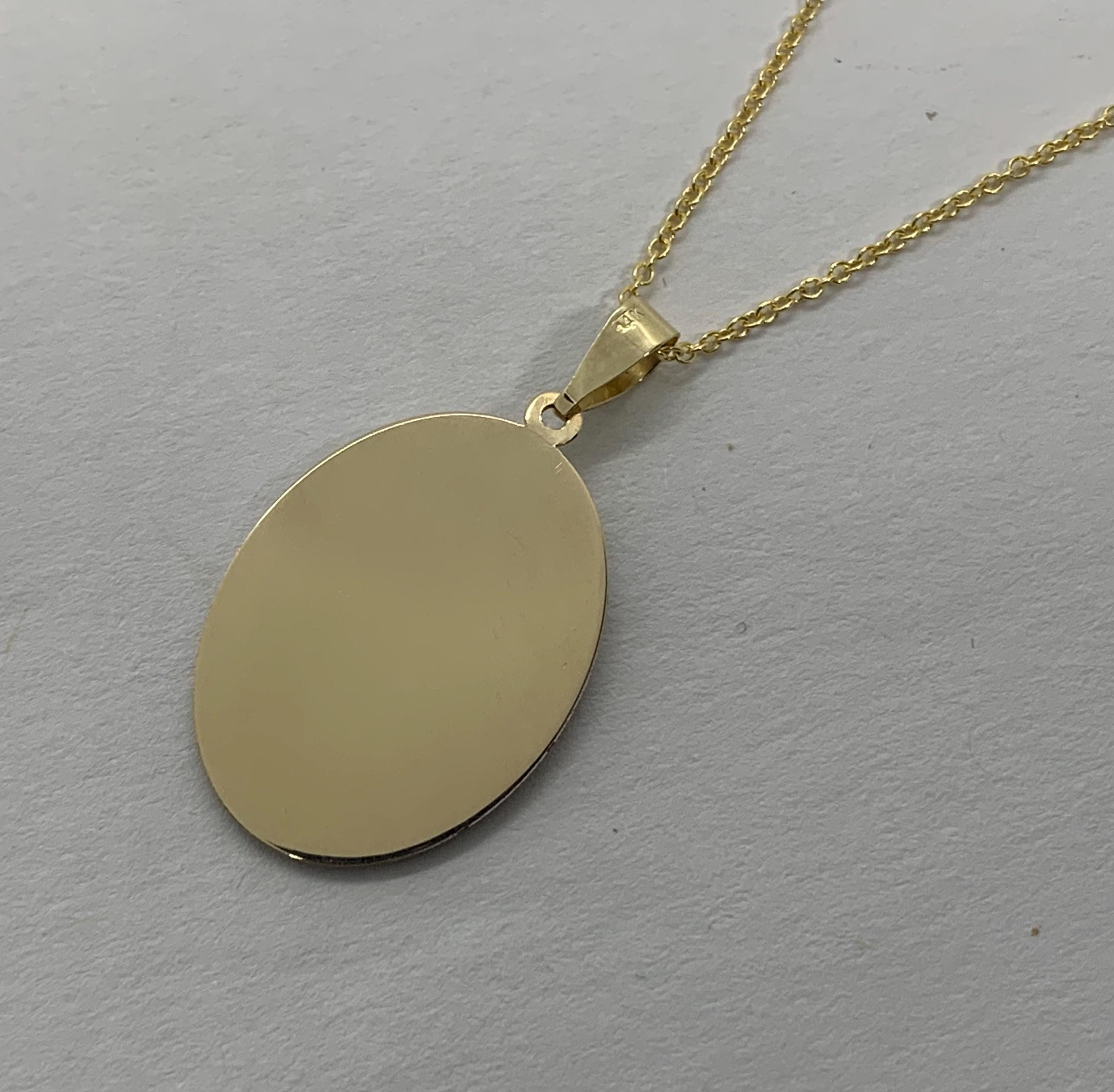 14K Solid Gold Virgin Mary Pendant: Religious Rollo Chain Necklace - Etsy