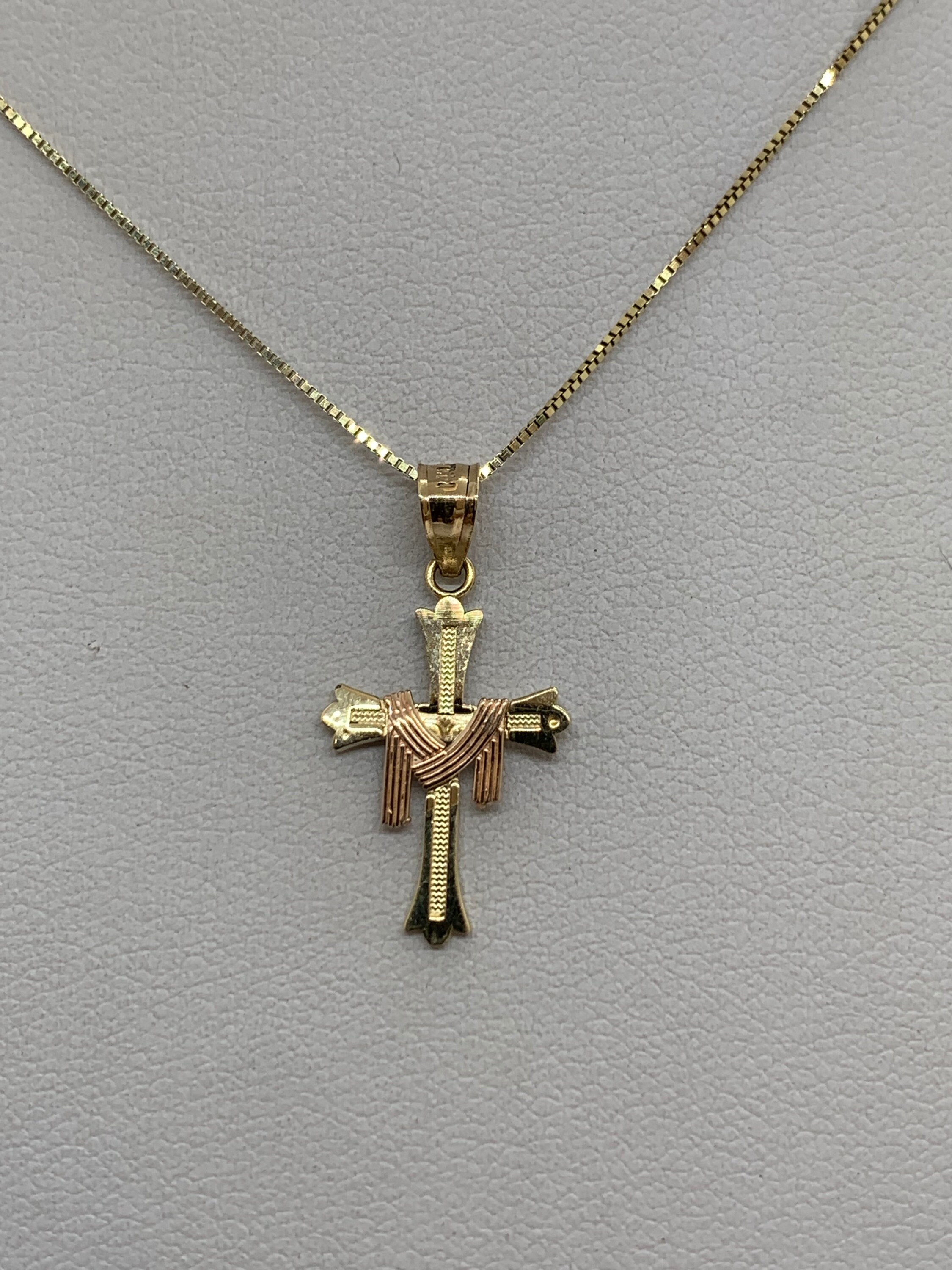 Classic Cross With Robe Pendant 14k Solid 2 Tone Gold Charm - Etsy