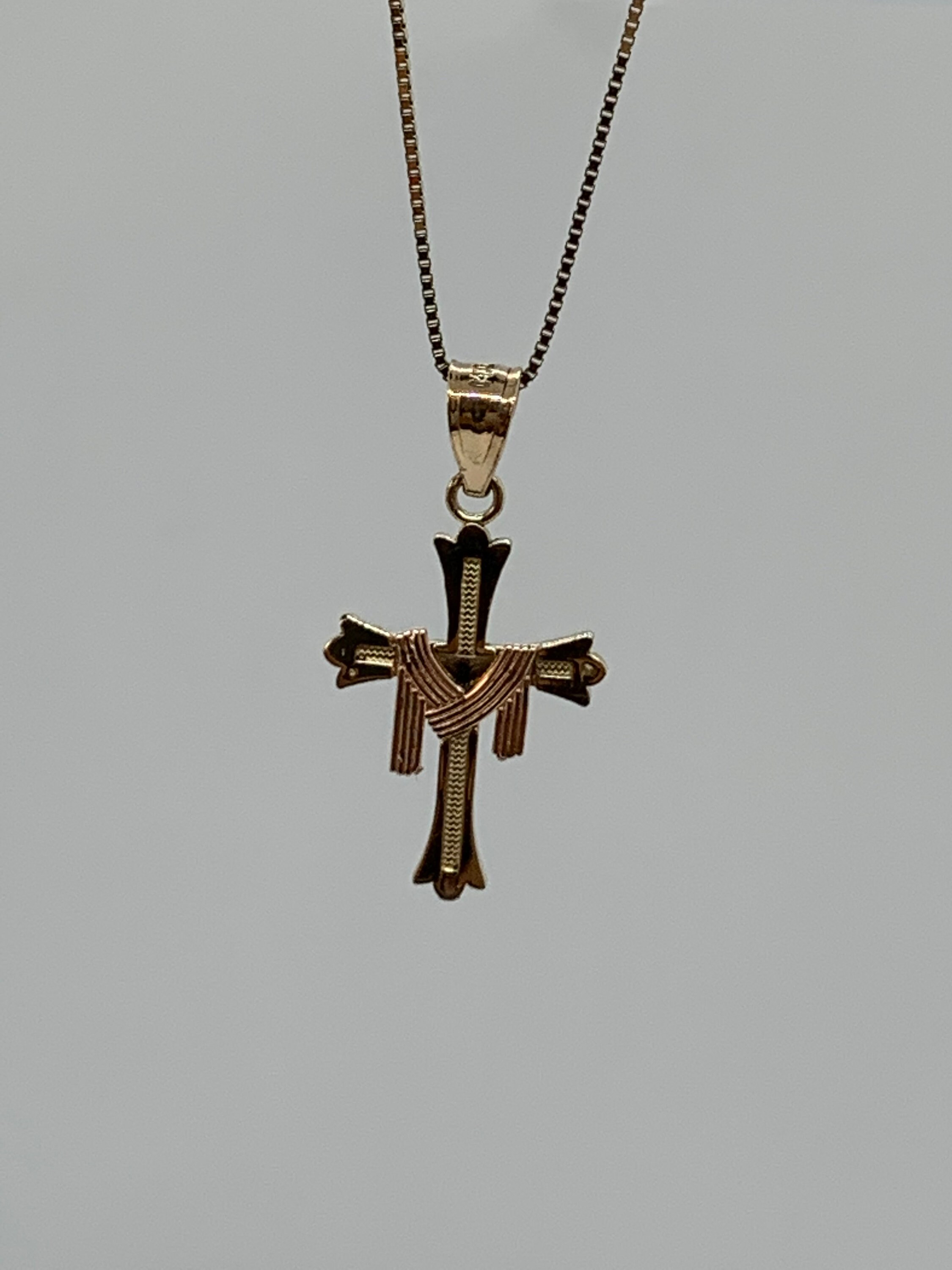 Classic Cross With Robe Pendant 14k Solid 2 Tone Gold Charm - Etsy