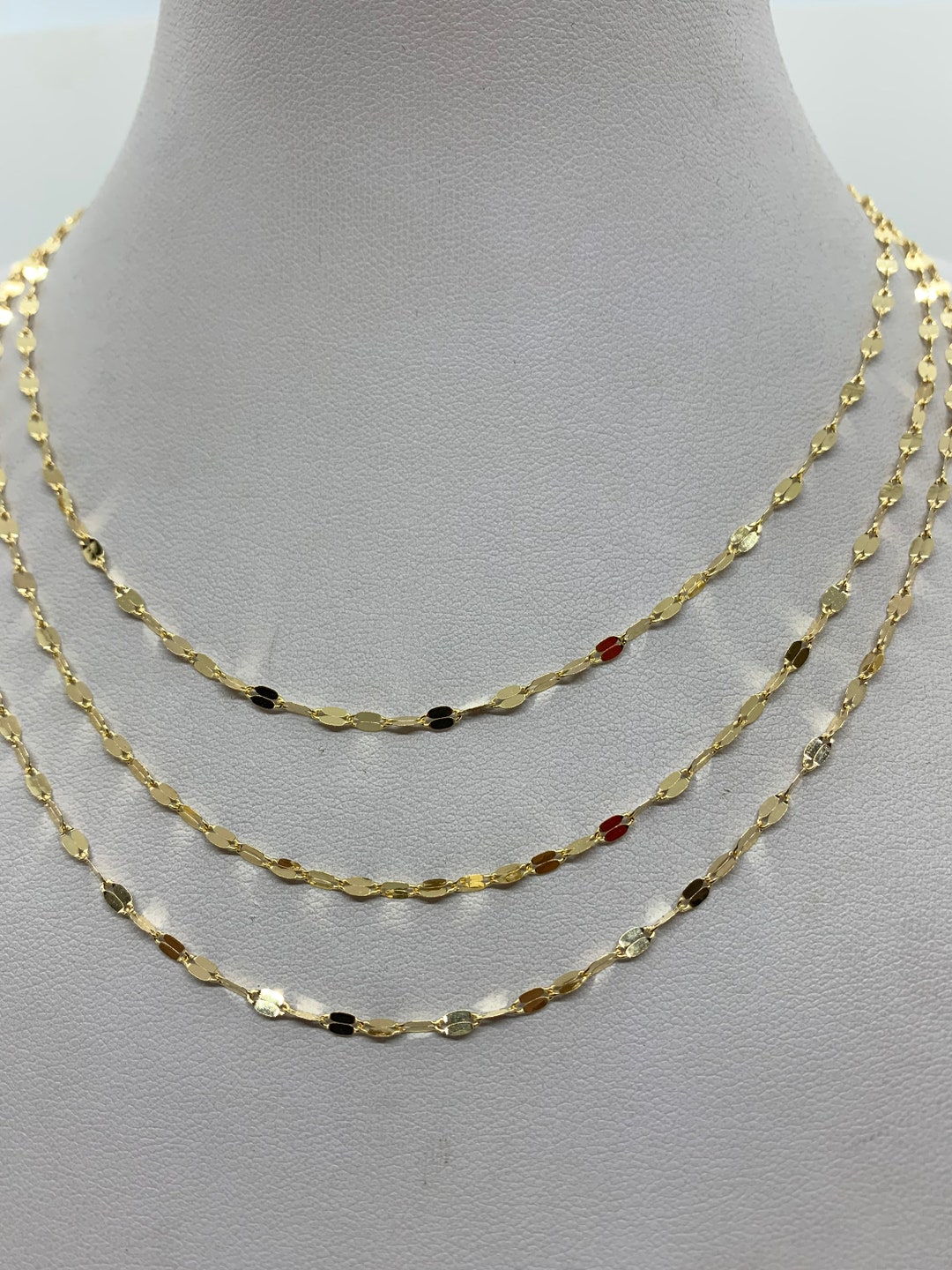 14k Solid Gold Hammer Chain Necklace: Minimalist Polished Women's ...