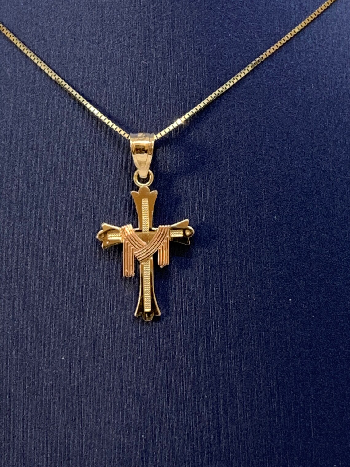 Classic Cross With Robe Pendant 14k Solid 2 Tone Gold Charm - Etsy