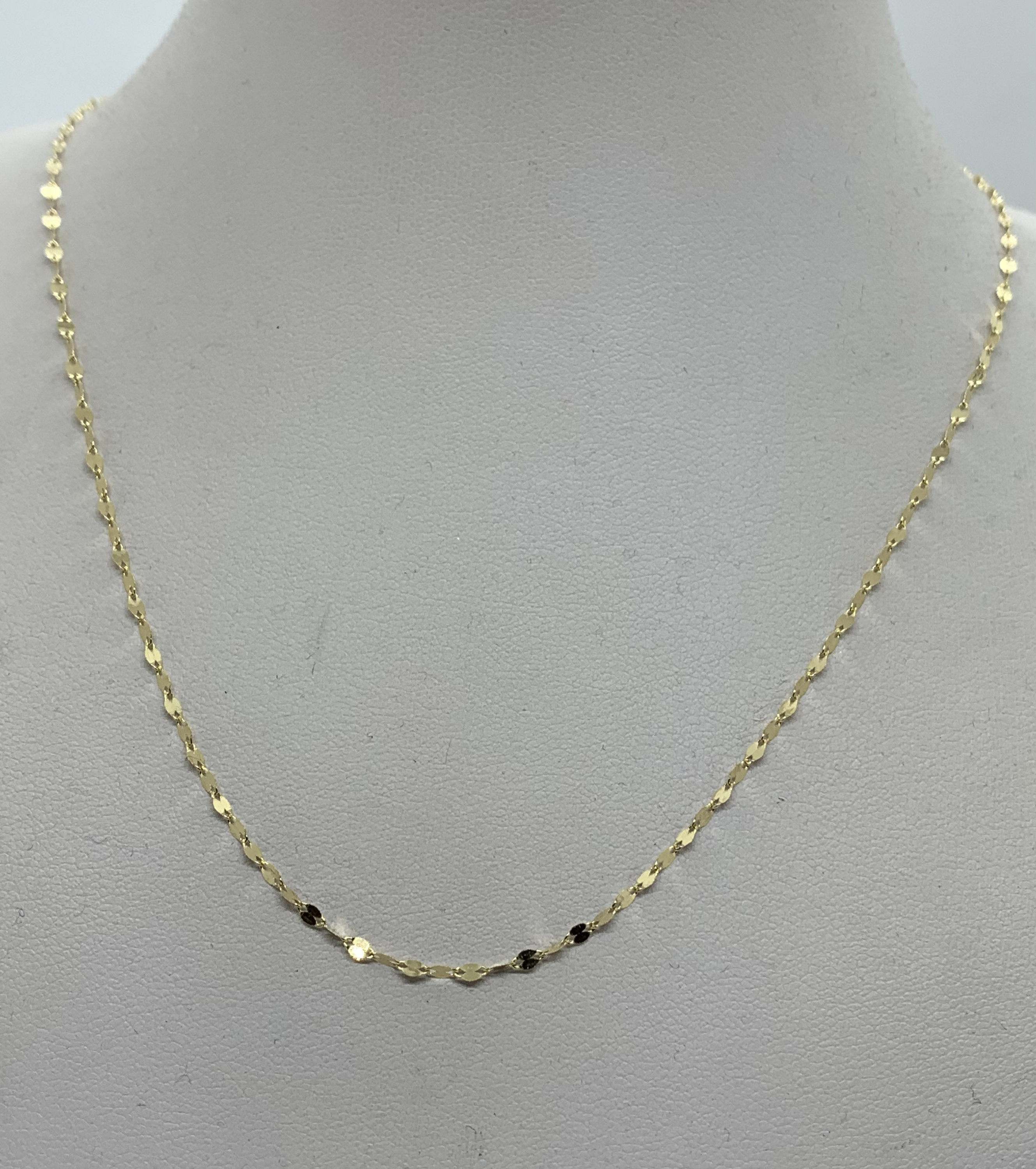 14k Solid Gold Hammer Chain Necklace: Minimalist Polished Gold - Etsy