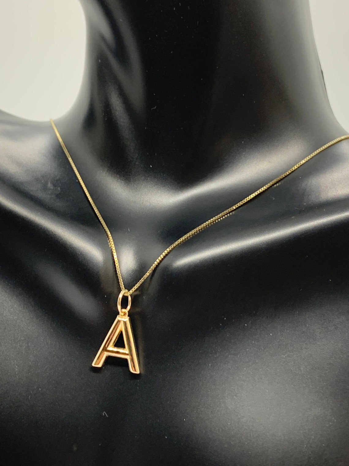 14K Solid Gold Puffed 3D Initial Letter Charm A-Z Necklace - Etsy