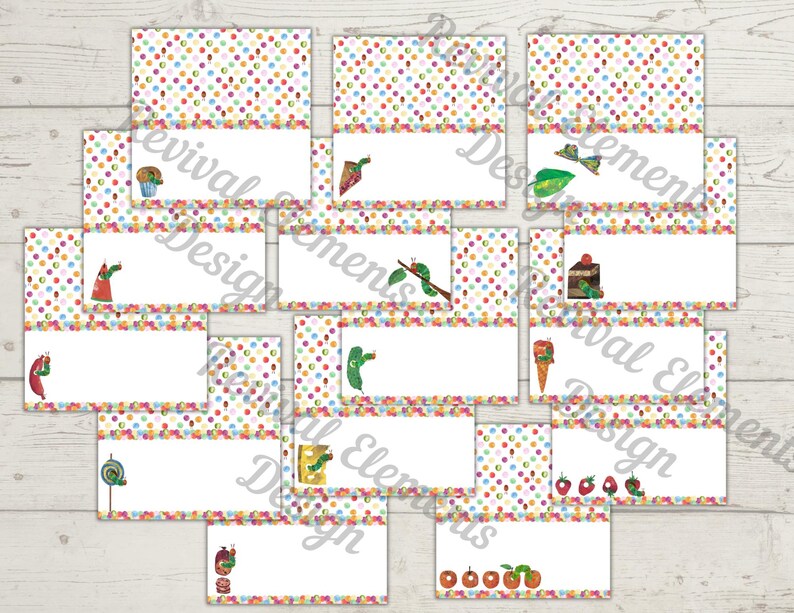 Hungry Caterpillar Food Cards/treat Bag Topper Label Template - Digital ...