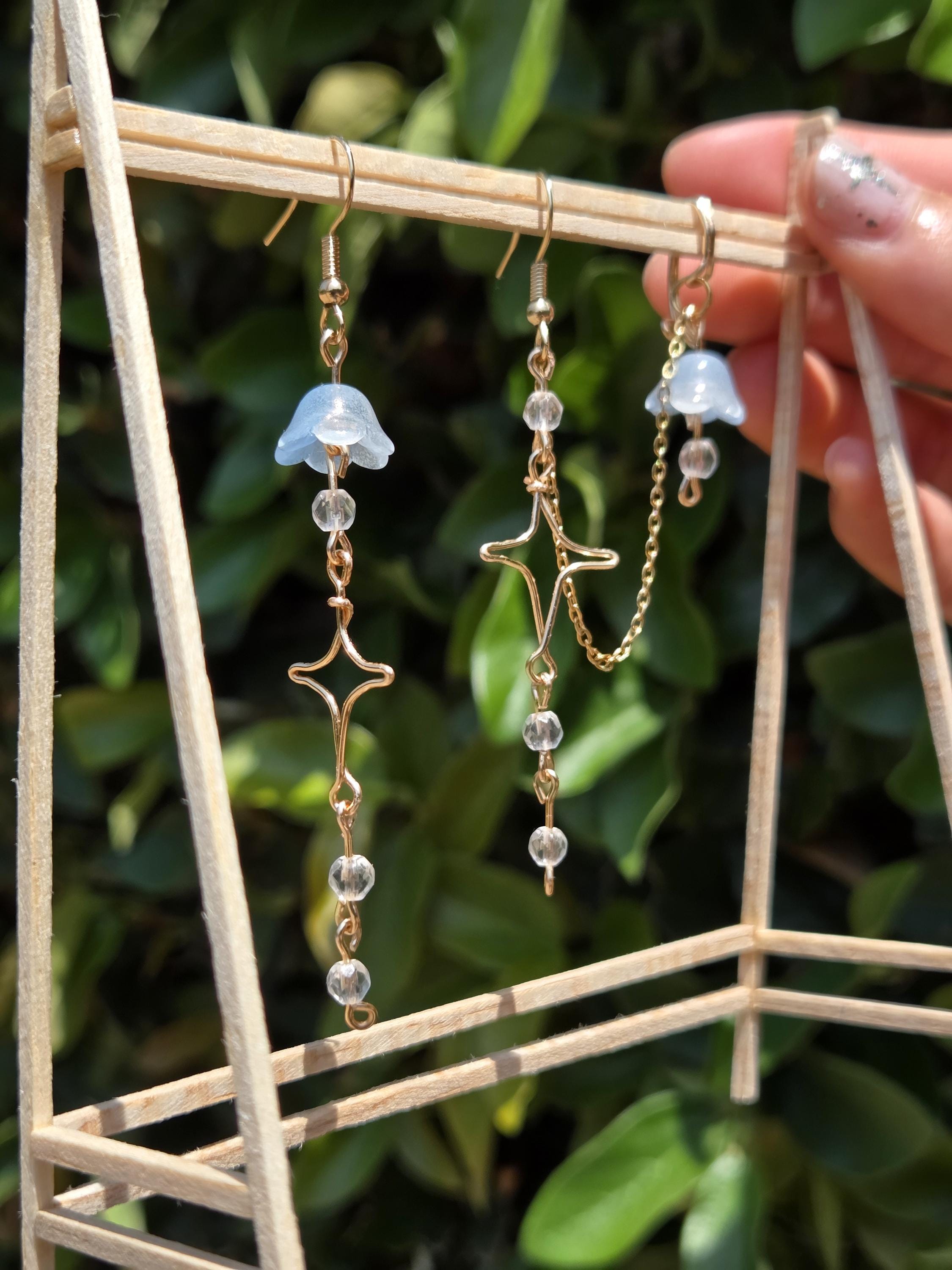 Zoey Kpop Demon Hunters Earrings | Small Star Chain Dangles, No Piercing Ear Cuff, Handmade ...