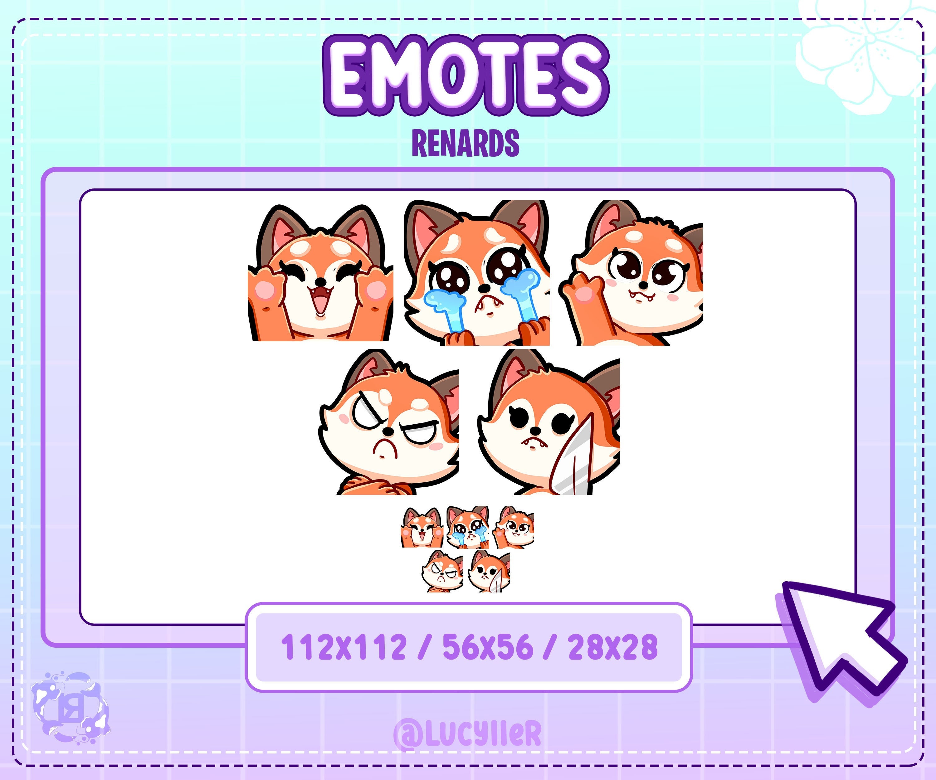 Cute Cute Twitch and Discord Fox Emotes - Etsy