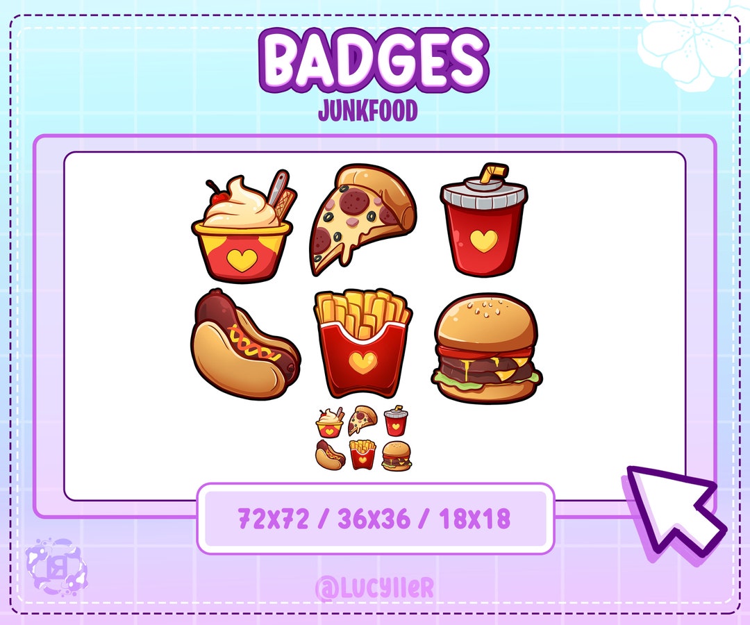 Badges Twitch Kick Discord Junk Food, Food Hamburger Fast Food Fries ...