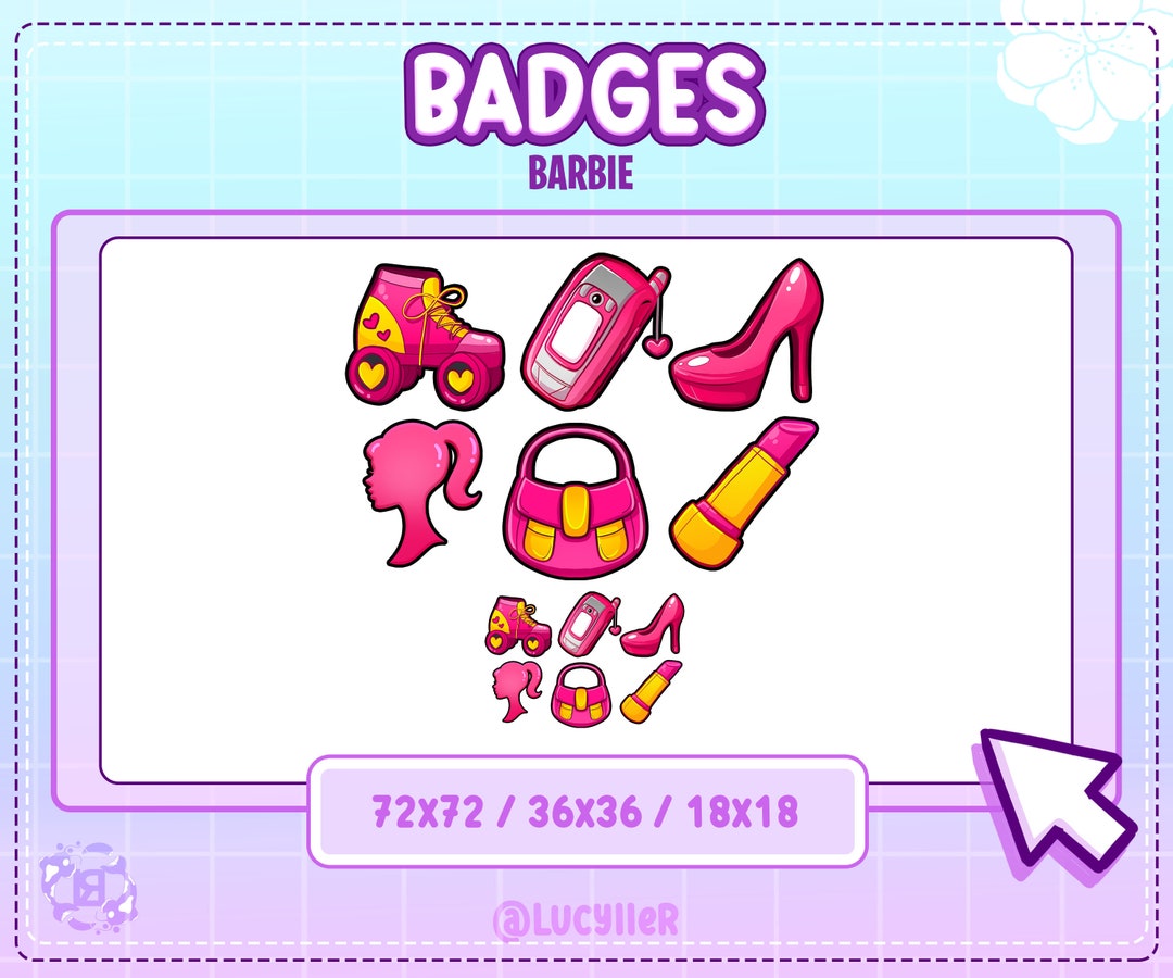 Barbie Doll Style Pink Kick Twitch Badges - Etsy