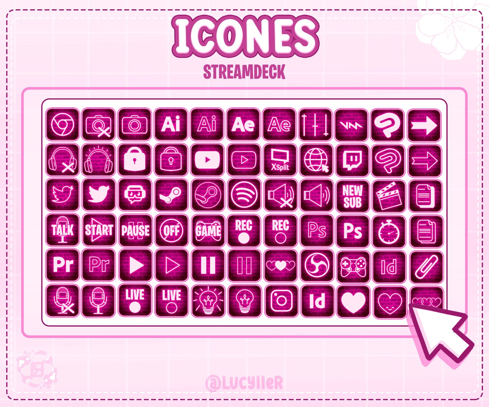 Icones elgato streamdeck néon rose appli twitch discord - Etsy France