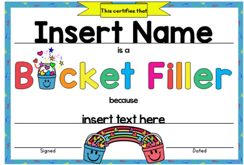 Bucket Filling Editable Template - Etsy