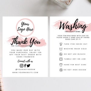 EDITABLE Washing Instructions Printable Washing Instructions | Etsy Canada