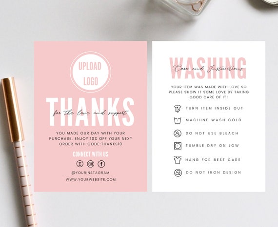 EDITABLE Washing Instructions Printable Washing Instructions - Etsy