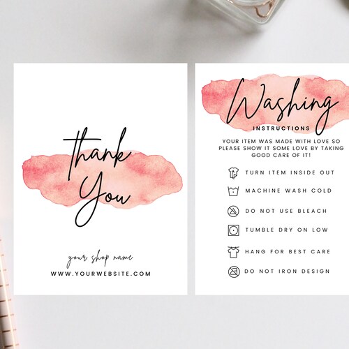 EDITABLE Washing Instructions Printable Washing Instructions - Etsy Canada